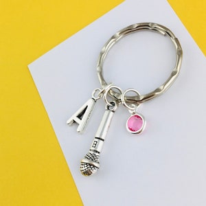 Personalised Microphone Keyring, Custom Microphone Keychain, Music Gift ...
