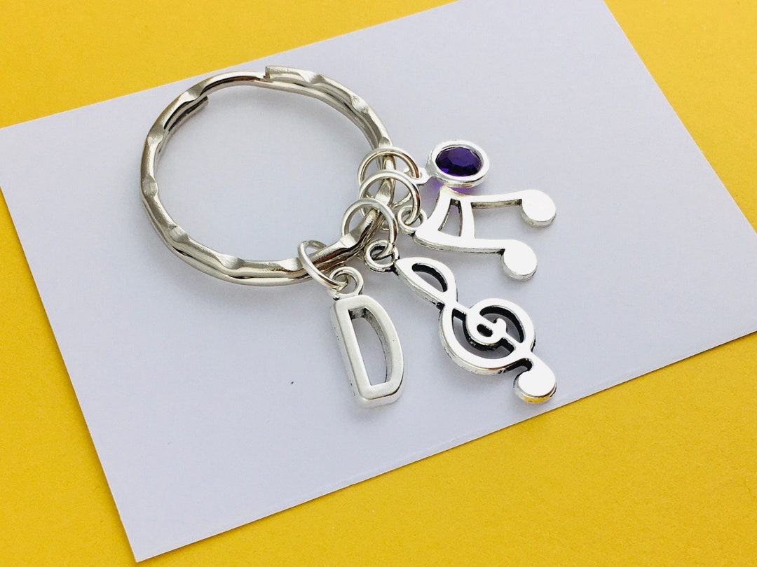Personalised Music Keyring, Music Note, Treble Clef, Microphone Charm ...