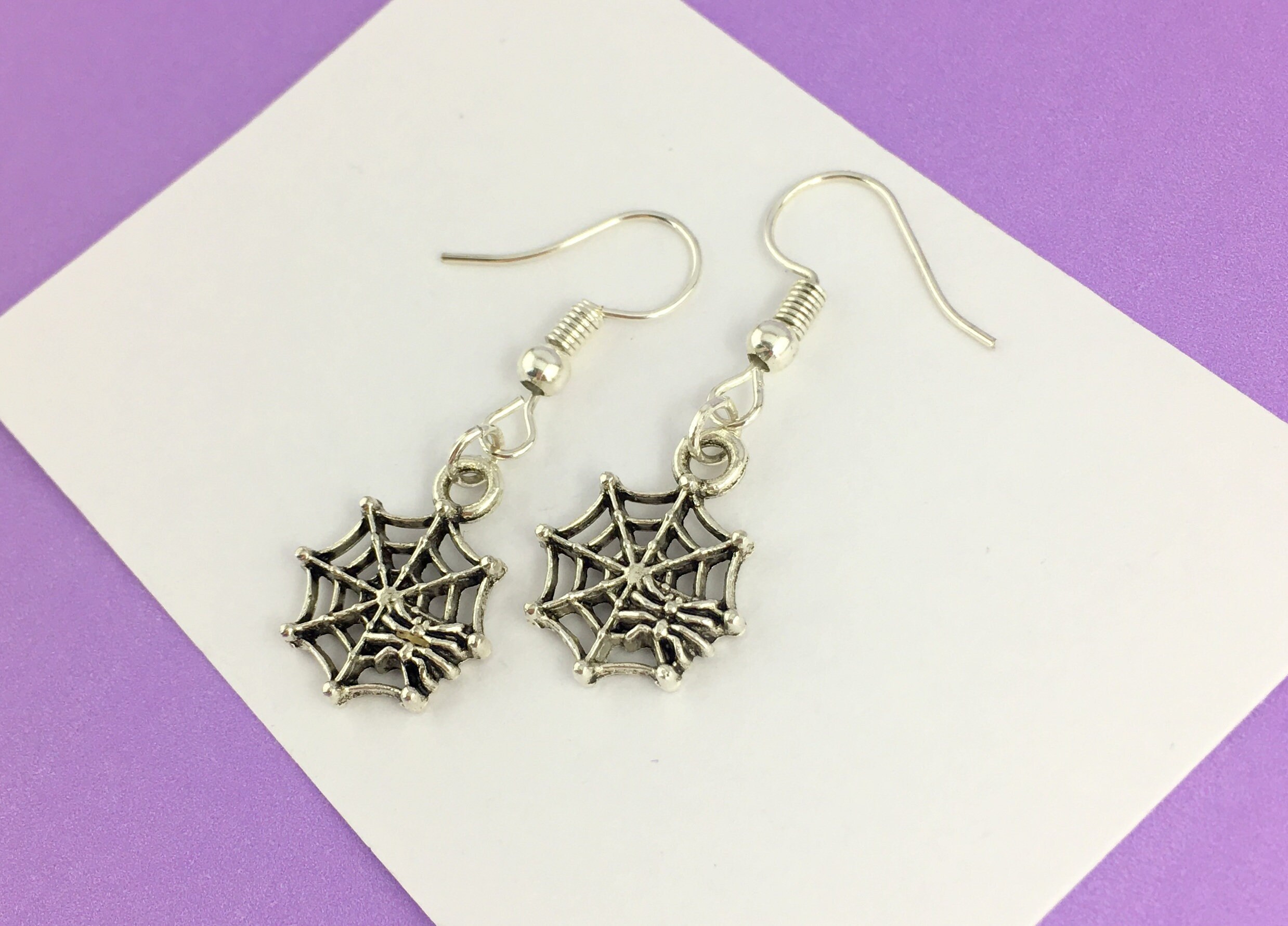 Spider Web Earrings Cobweb Jewelry quirky earrings horror | Etsy