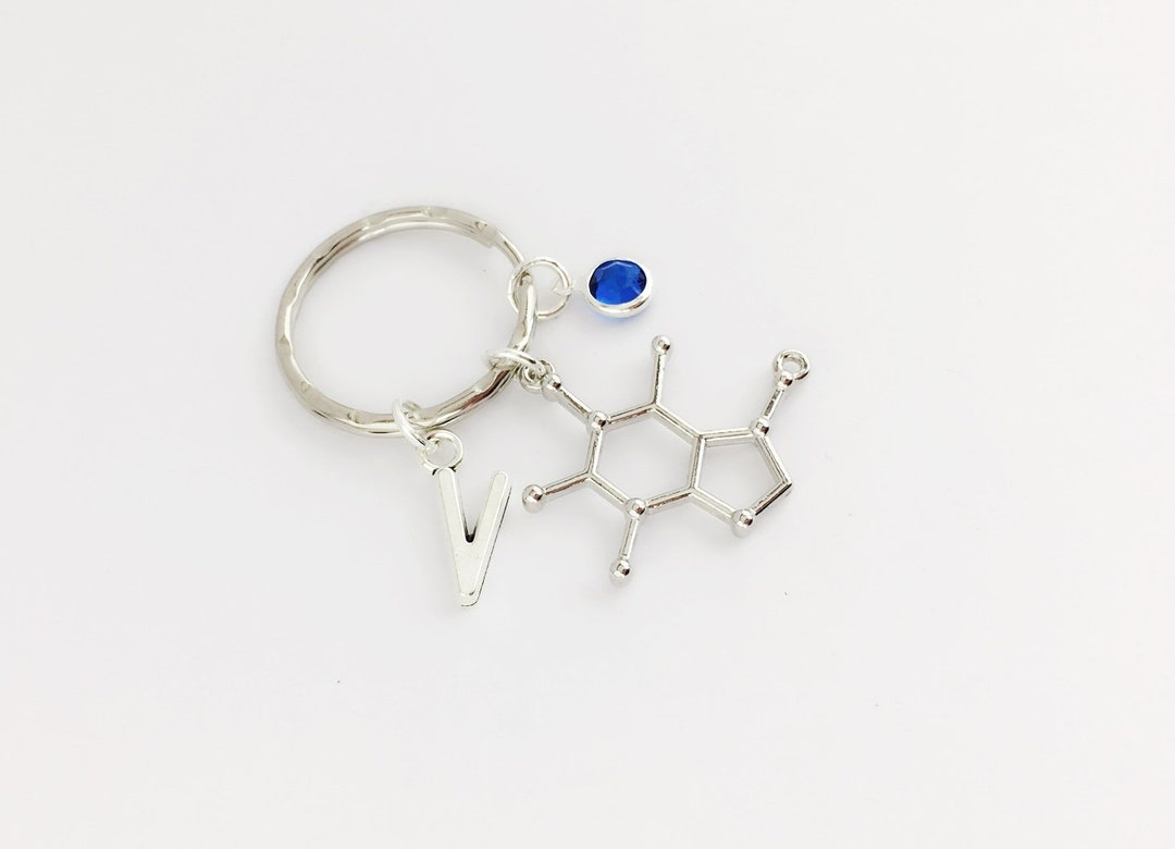 Coffee Molecule Keychain Personalised Caffeine Keyring - Etsy