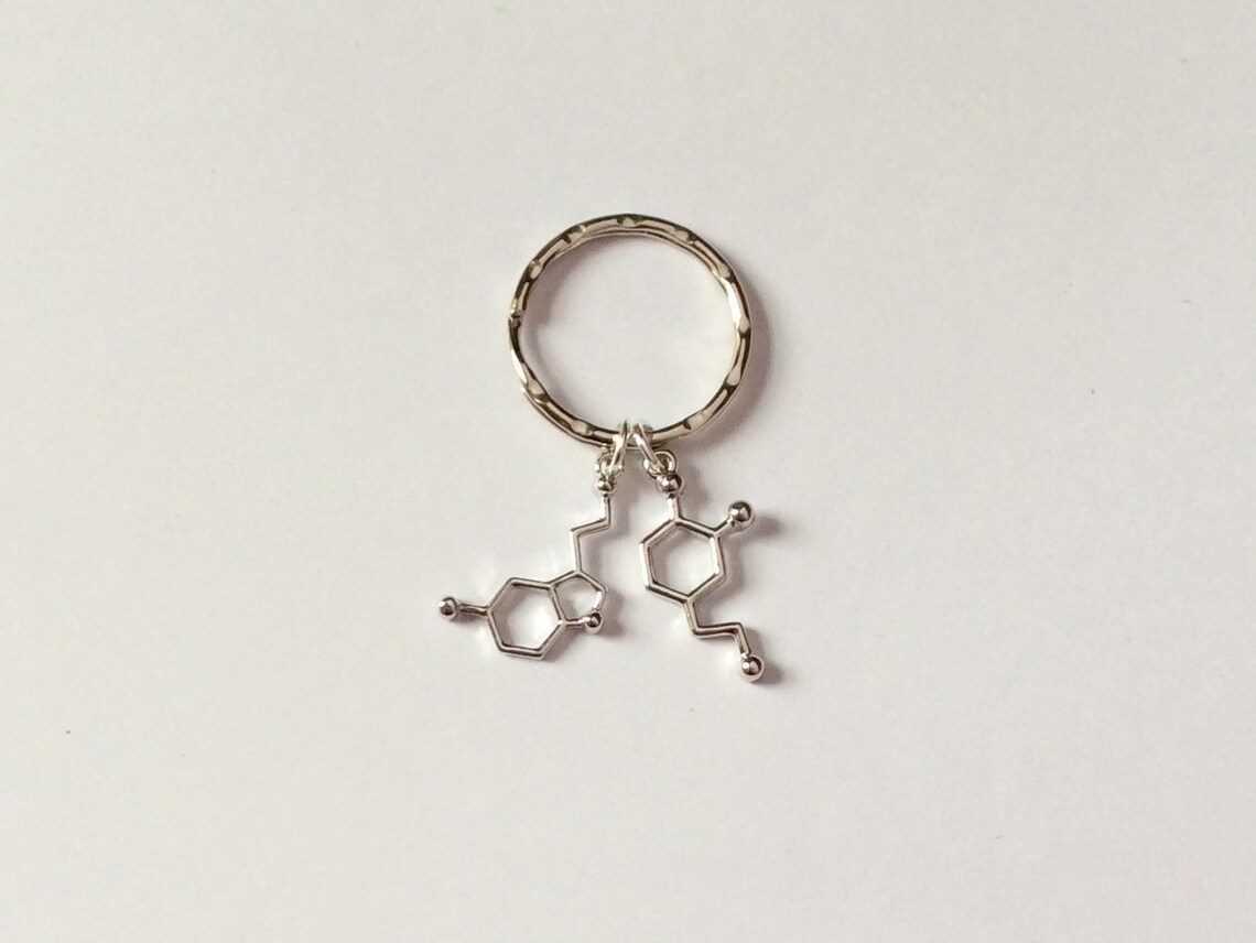 Serotonin and Dopamine Keyring, Chemistry Gift, Science Teacher Gift ...