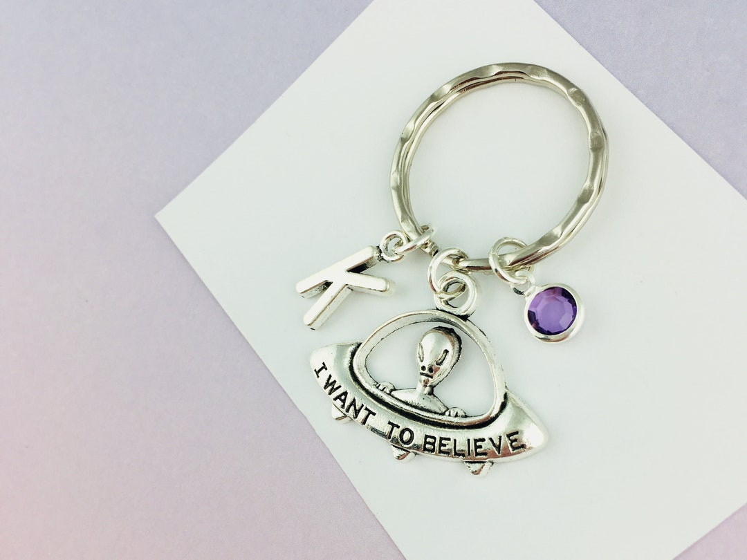 Alien Spaceship Keyring, Personalised Gift for Her Him, UFO Keychain ...