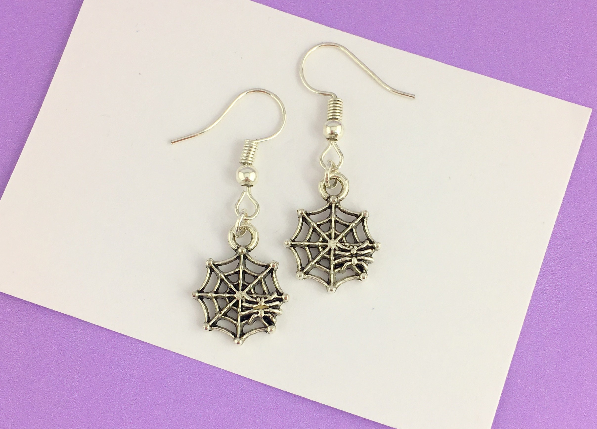 Spider Web Earrings Cobweb Jewelry quirky earrings horror | Etsy