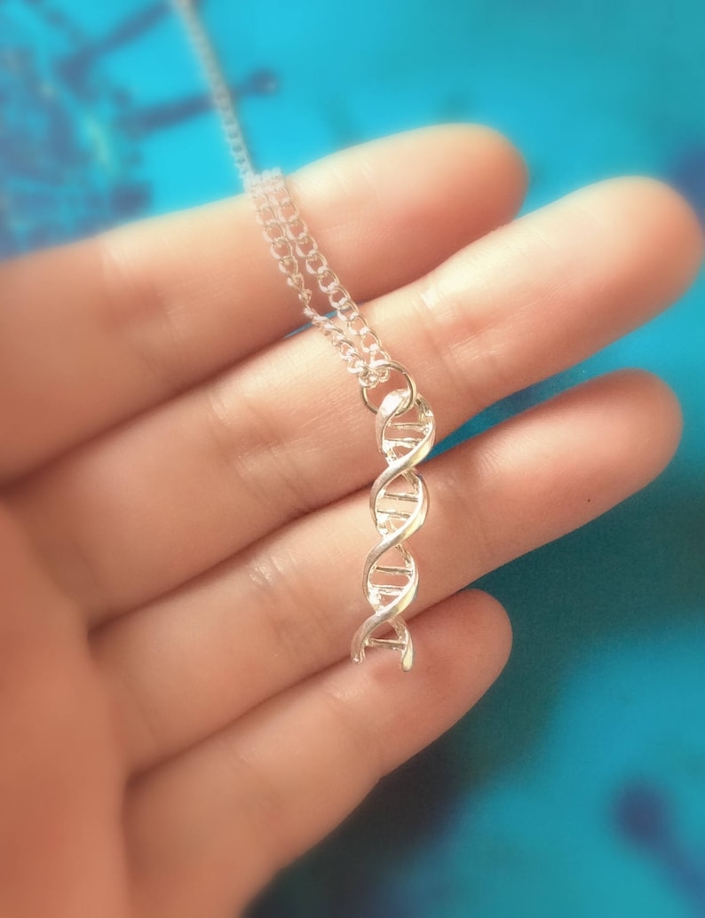 DNA Necklace Silver Biology Teacher Gift Science - Etsy UK