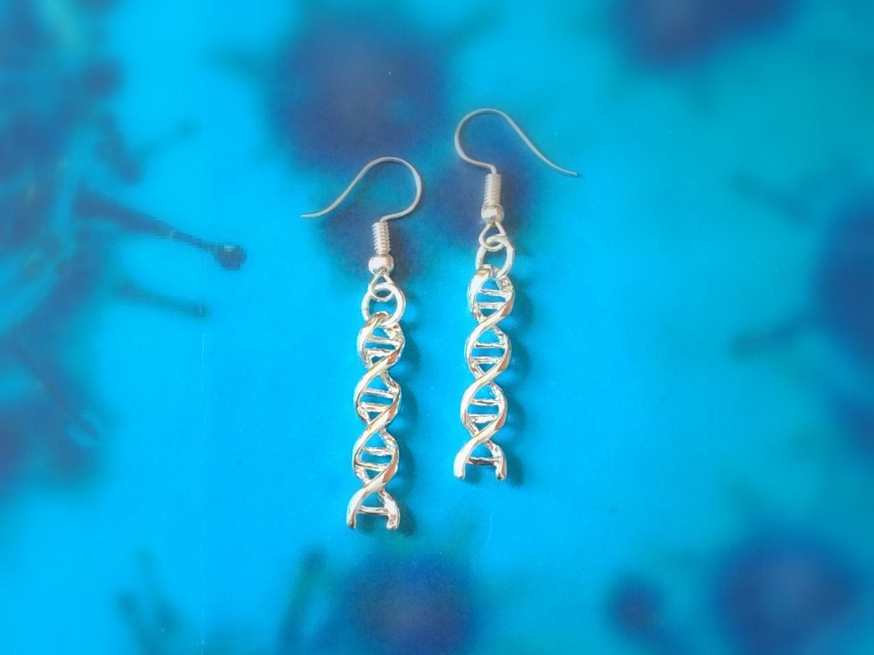 DNA Earrings Sterling Silver Science Gift Nurse Gift | Etsy UK