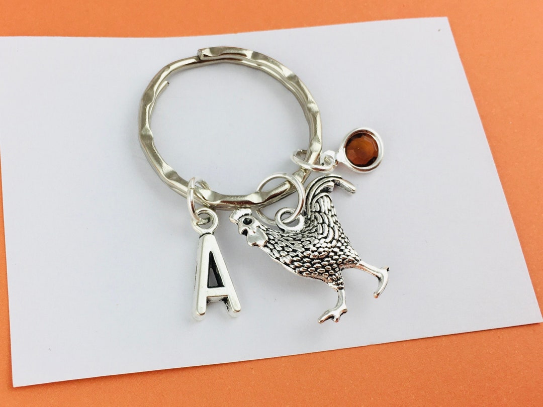 Rooster Keyring, Personalised Gift, Farm Animal Keychain, Chicken ...