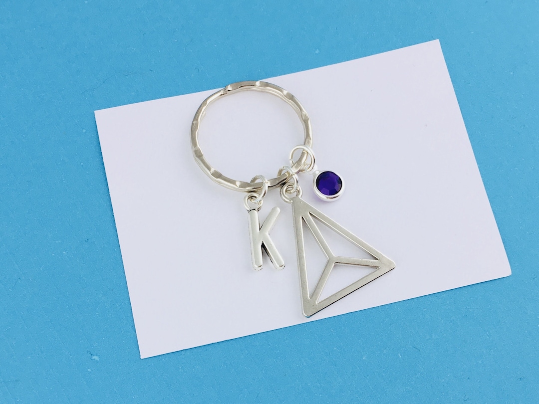 Triangle Keyring, Triangular Prism, Personalised Gift With Initial ...
