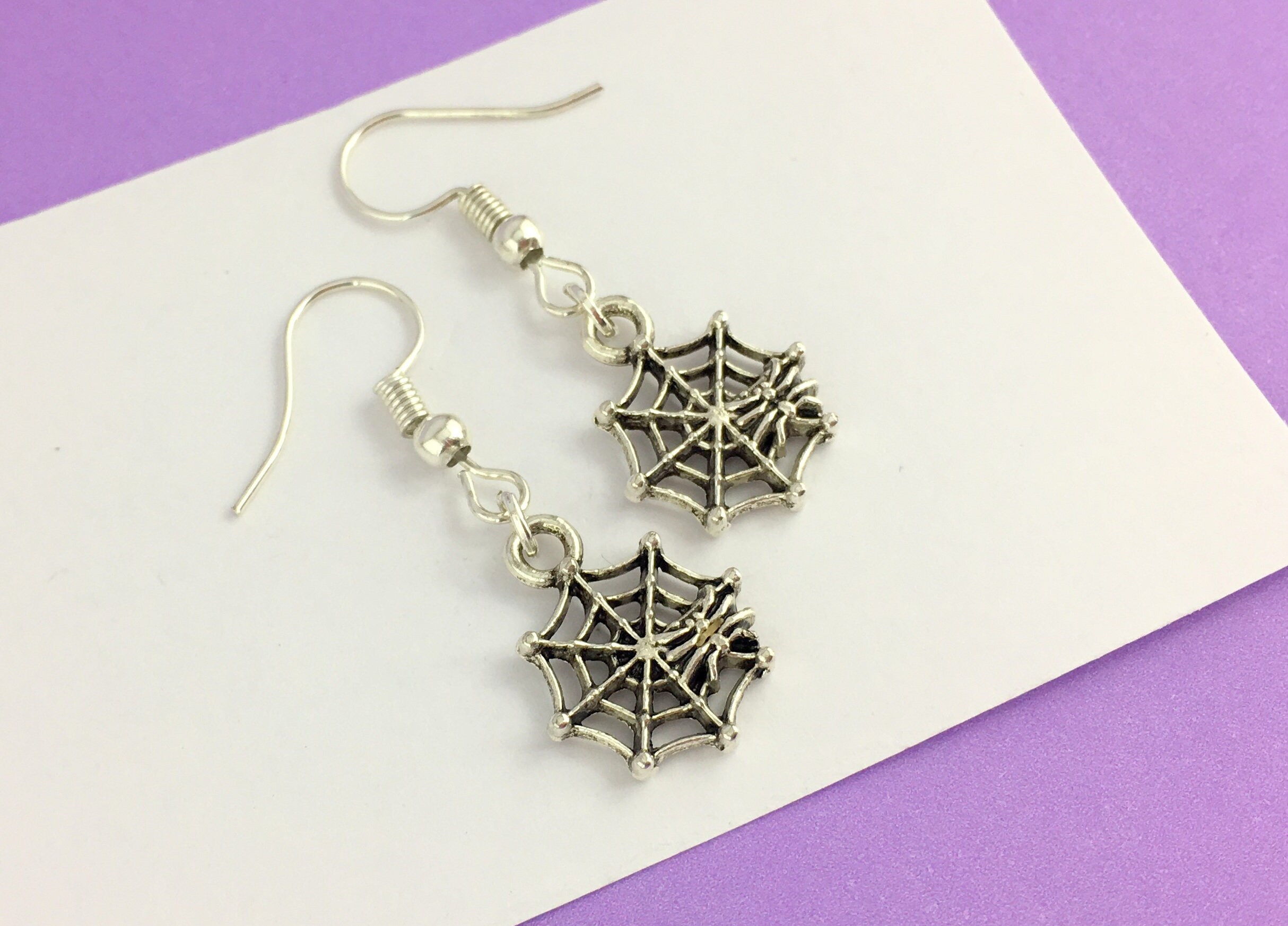 Spider Web Earrings Cobweb Jewelry quirky earrings horror | Etsy
