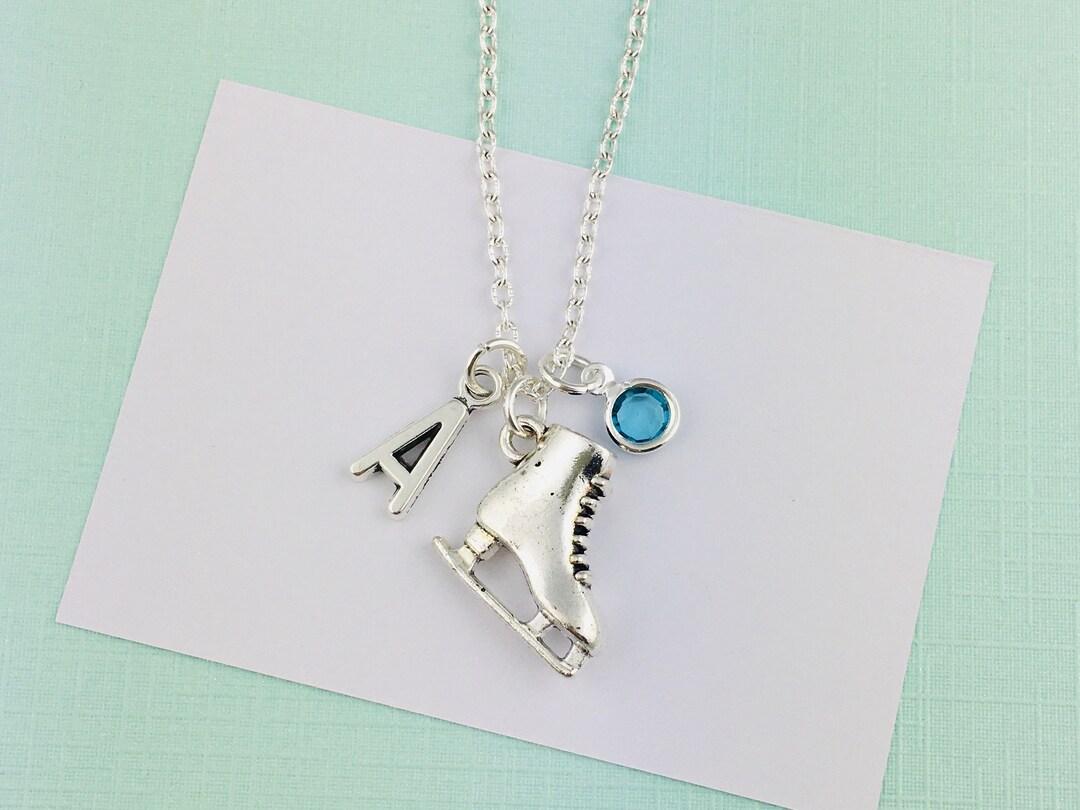 Ice Skate Necklace, Personalised Gifts, Initial Birthstone Charms ...