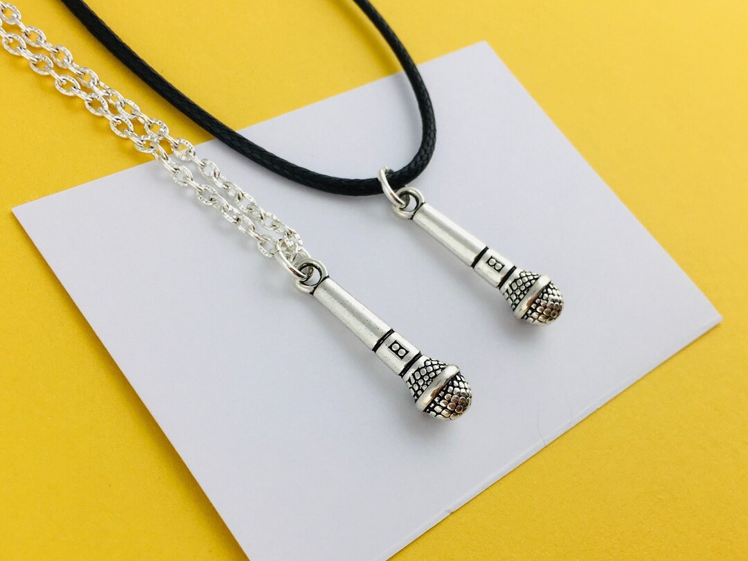 Microphone Necklace, Music Lover Gift for Singer, Music Jewellery ...