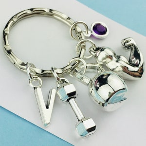 Personalised Excercise Keyring, Gym Goes Gift for Him Her, Dumbbell ...