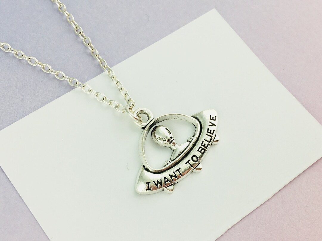 UFO Spaceship Necklace, Alien Jewellery, Celestial Gift for Her, BFF ...