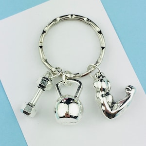 Personalised Excercise Keyring, Gym Goes Gift for Him Her, Dumbbell ...