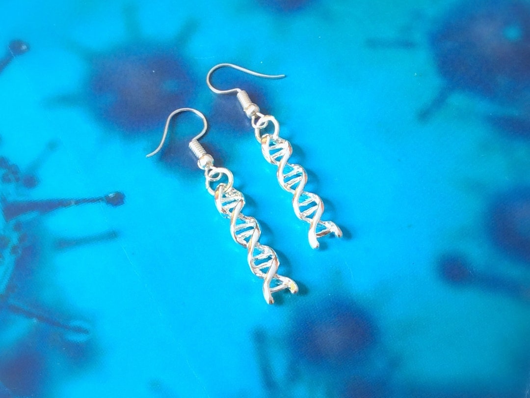 DNA Earrings – Sterling Silver – Science Gift, Nurse Gift, Genetics ...