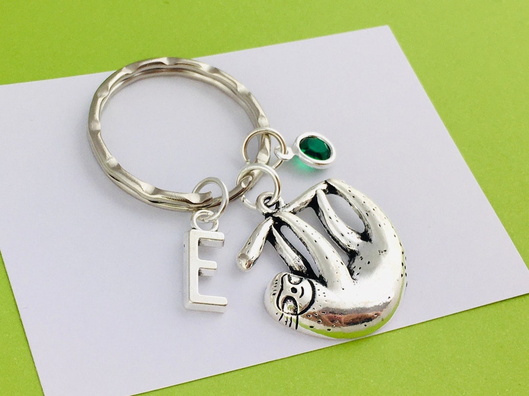 Personalised Sloth Keyring, Cool Aunt Gift, Custom Sloth Accessory ...