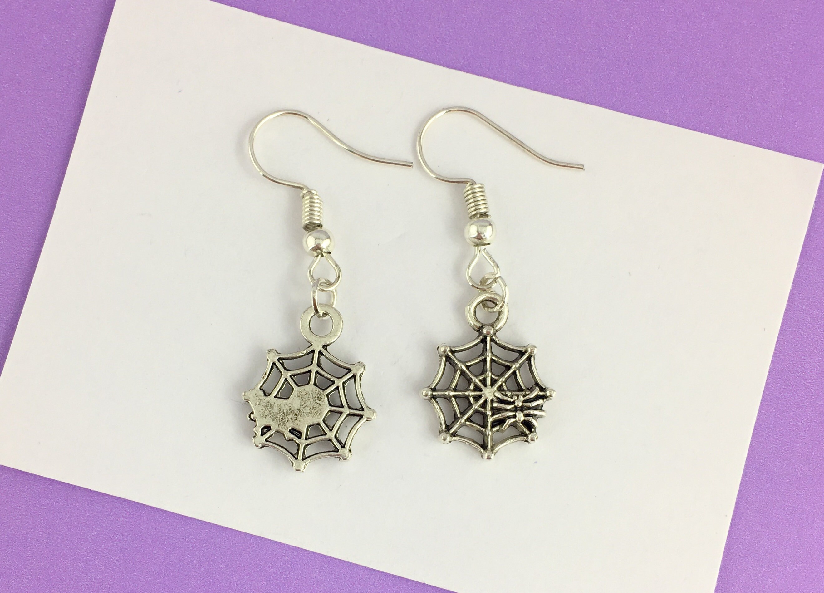 Spider Web Earrings Cobweb Jewelry quirky earrings horror | Etsy
