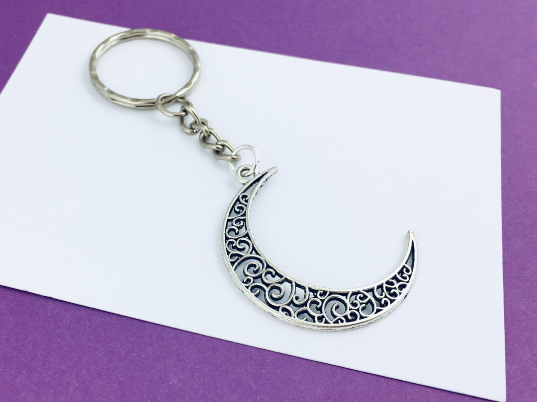 Crescent Moon Keychain Celestial Keyring Pastel Goth - Etsy