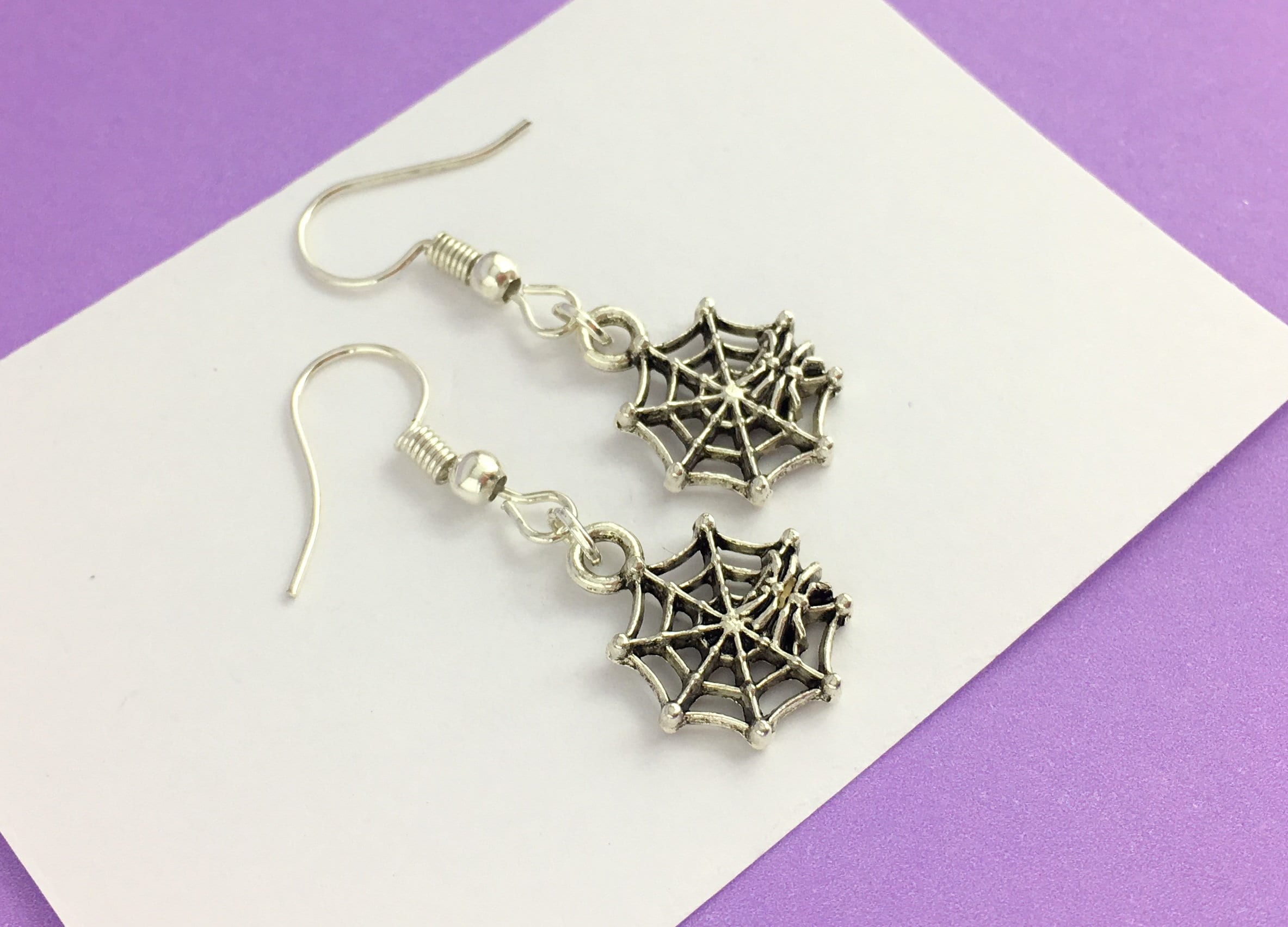 Spider Web Earrings Cobweb Jewelry quirky earrings horror | Etsy