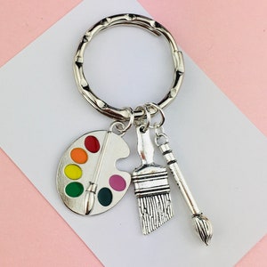 Personalised Artists Keyring, Palette and Paint Brush Keychain ...