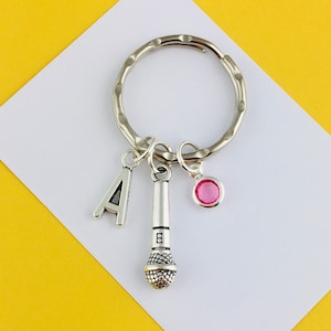 Personalised Microphone Keyring, Custom Microphone Keychain, Music Gift ...