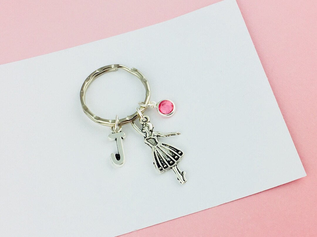 Ballerina Keyring, Ballet Keychain, Personalised Gift, Initial Charm ...