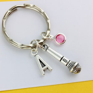Personalised Microphone Keyring, Custom Microphone Keychain, Music Gift ...