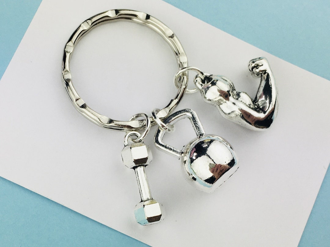 Personalised Excercise Keyring, Gym Goes Gift for Him Her, Dumbbell ...