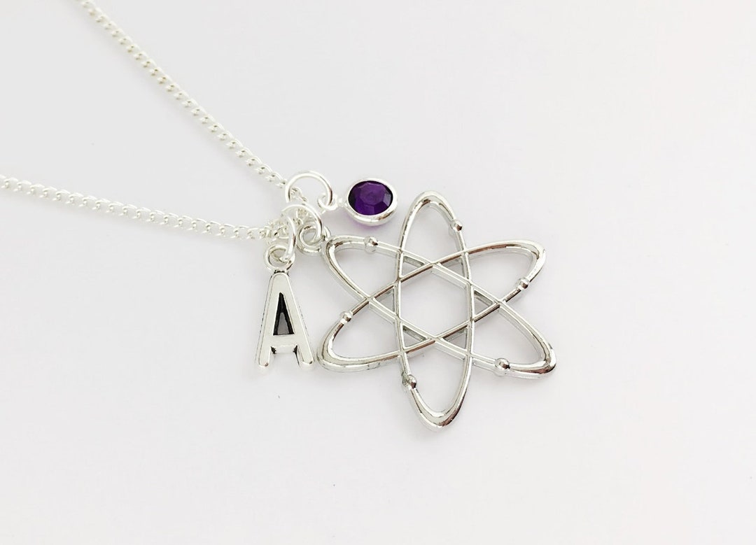 Personalised Atom Necklace, Sterling Silver or Plated Chain, Science ...