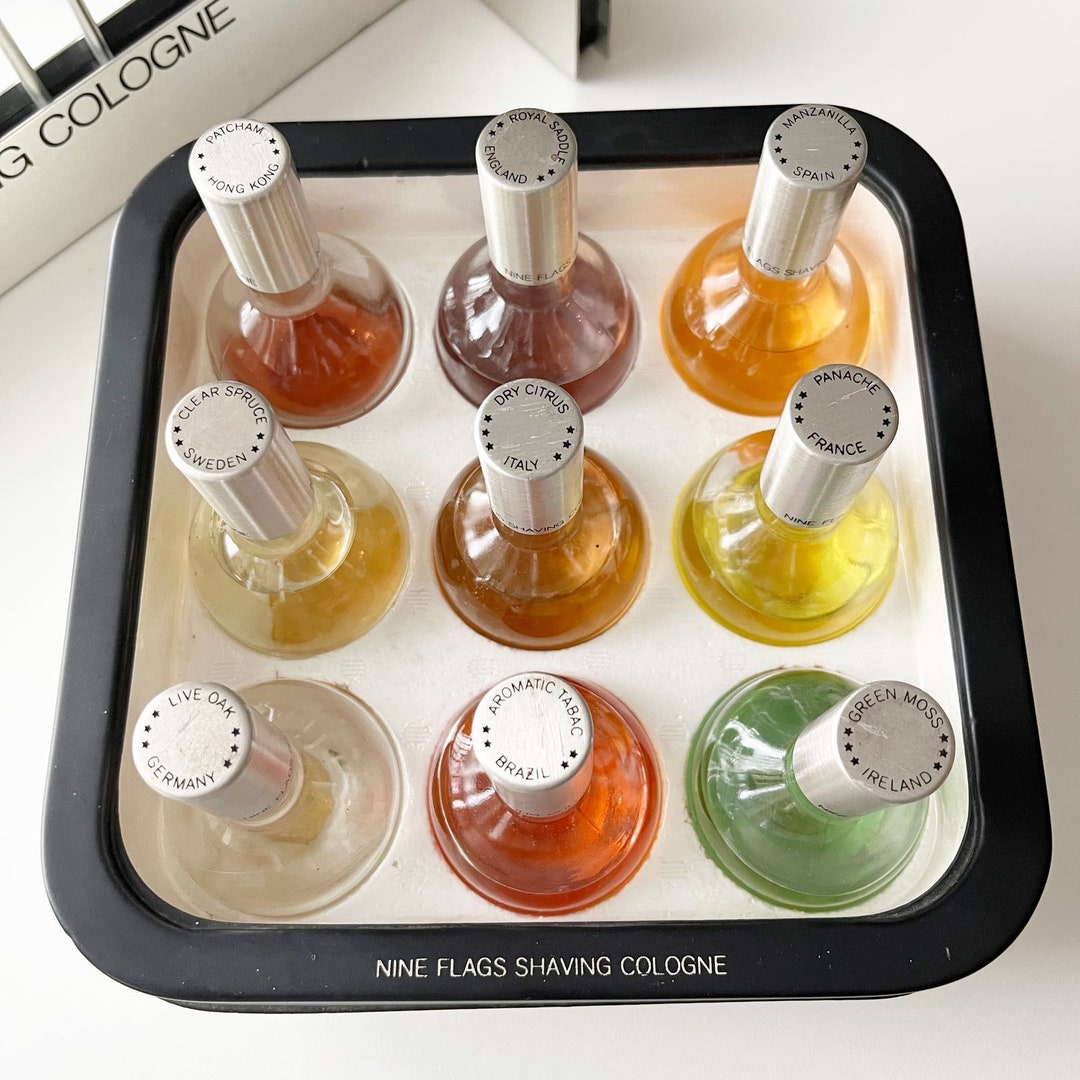 Vintage 60s Nine Flags International Shaving Cologne Set Colton Company ...