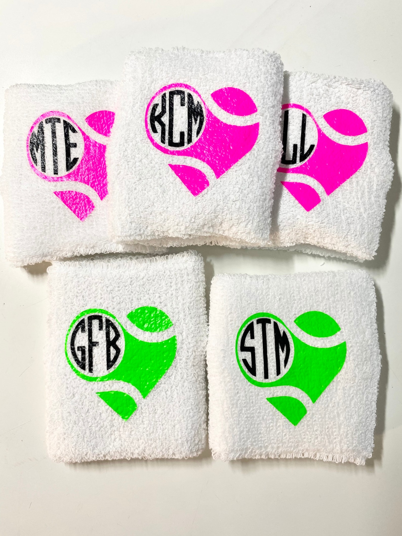 White Monogram Personalized Unisex Sweatbands Wristbands | Etsy