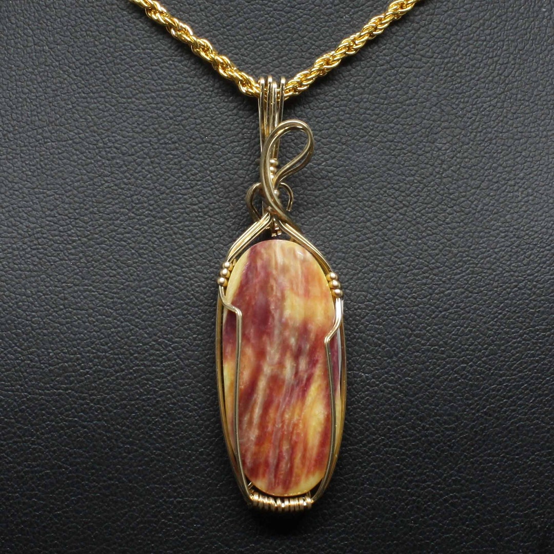 Handmade Spiny Oyster Pendant: 14K Gold Fill Wire Wrap Necklace - Etsy