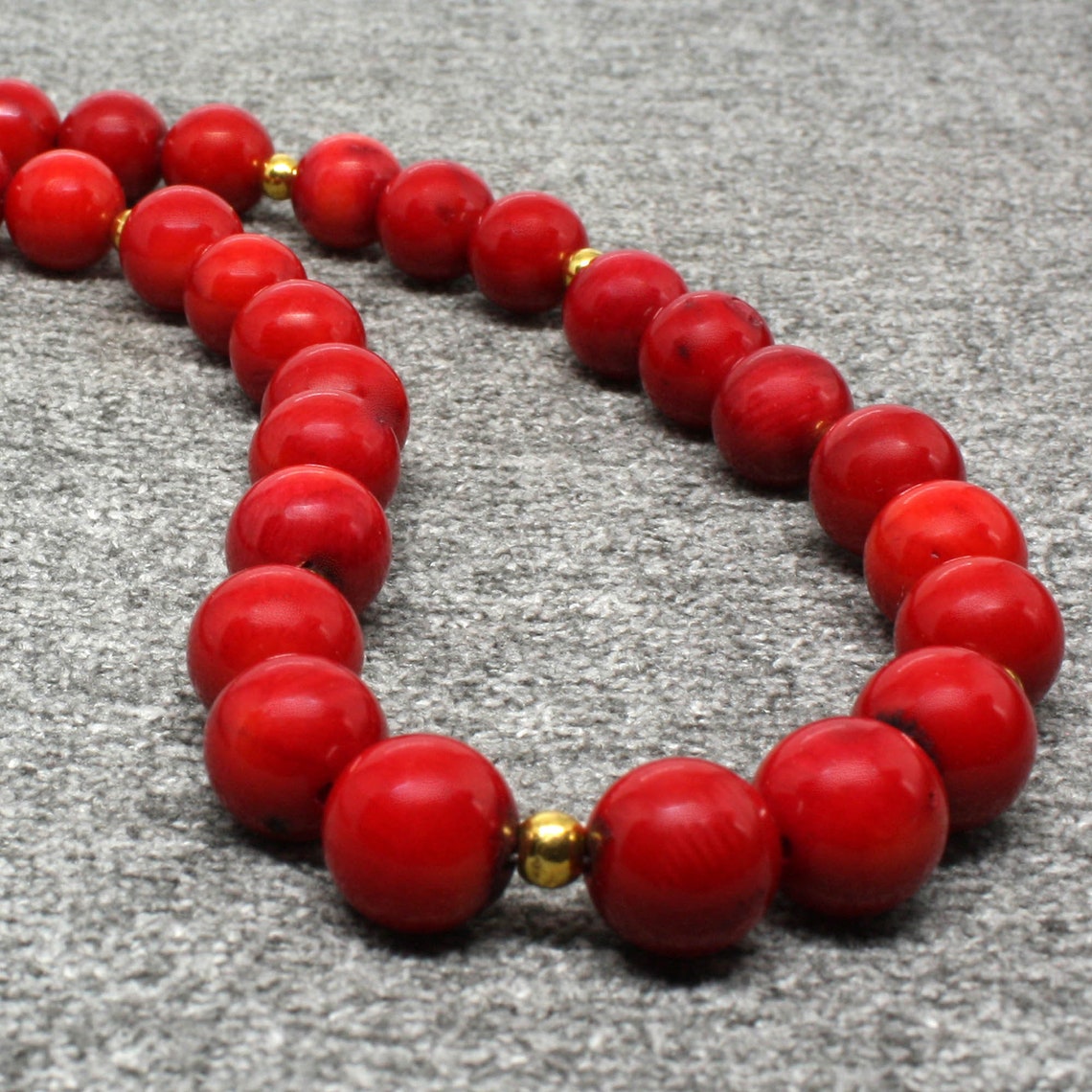 Handmade Red Coral Beaded Necklace W/earrings Statement - Etsy