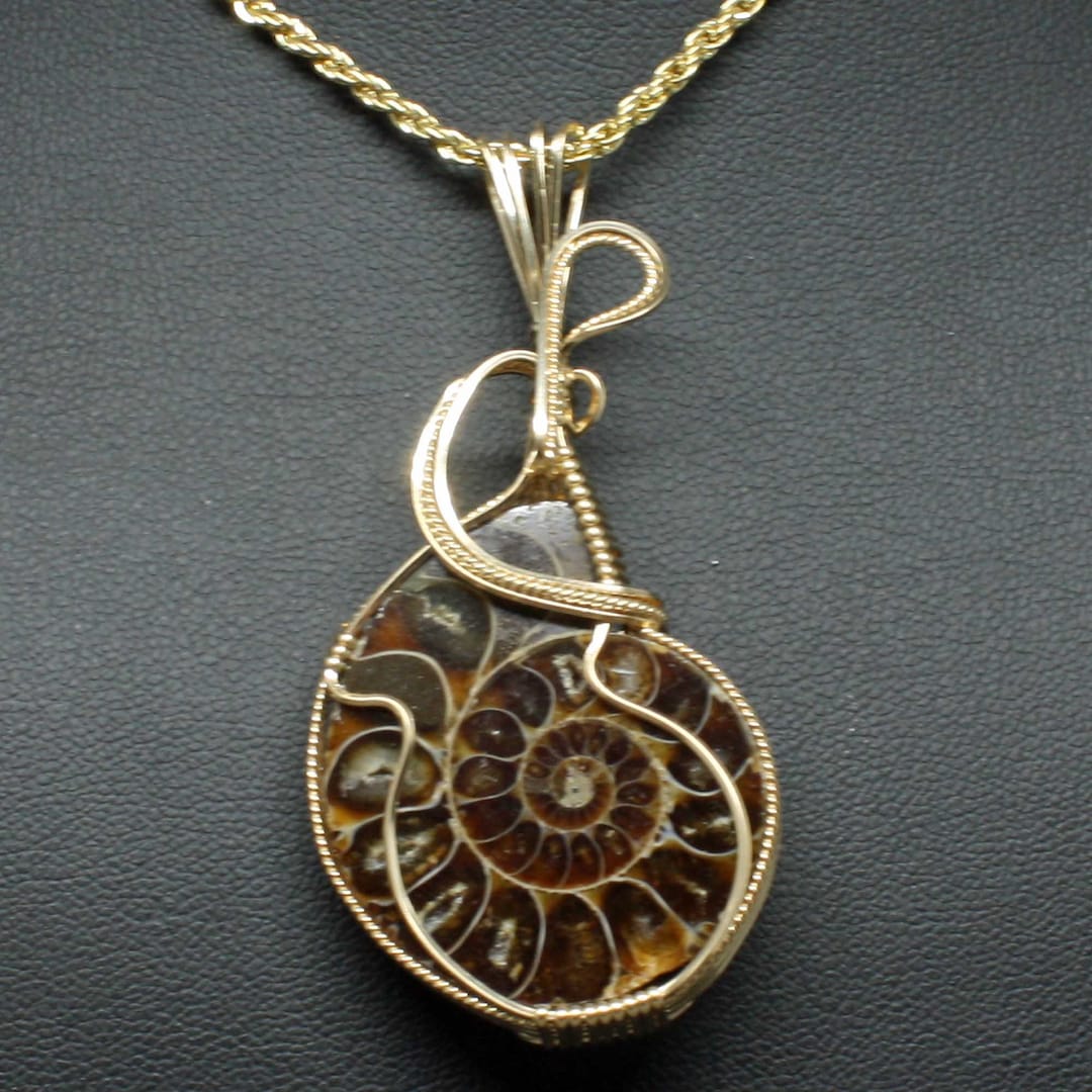 Ammonite Gemstone Pendant, Natural Ammonite Fossil Necklace, Handmade ...