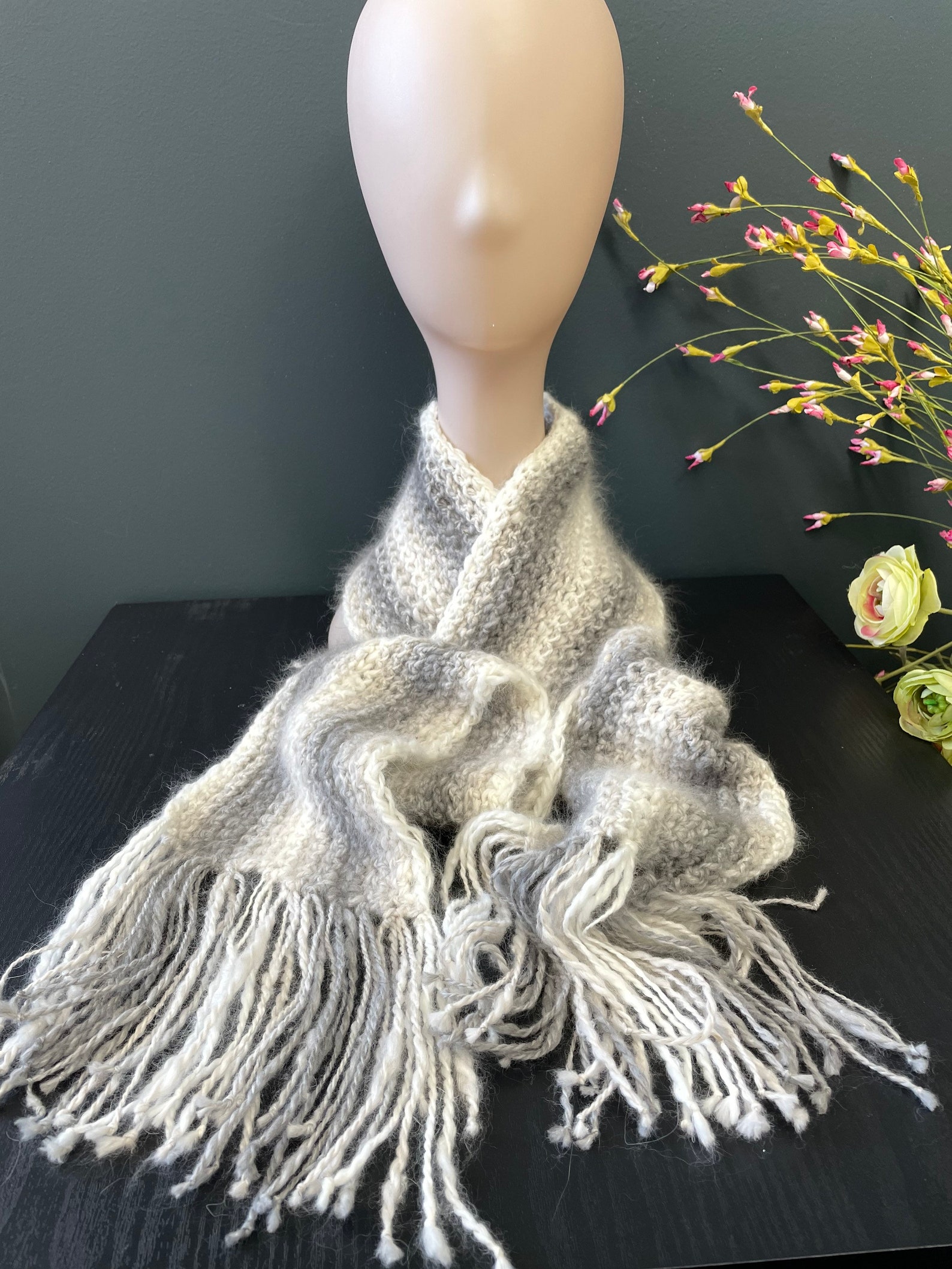 100 % Angora Rabbit Hand Made Crocheted Scarf From Handspun Yarn - Etsy