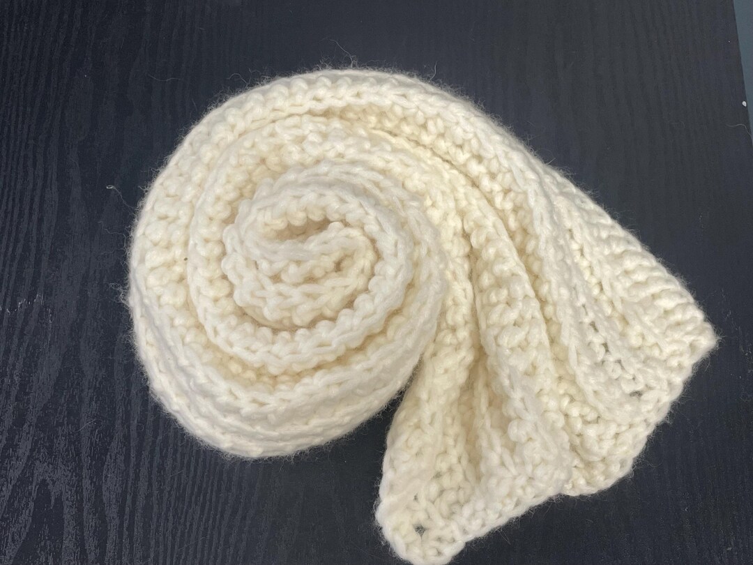 White Angora Merino Wool & Nylon Scarf Crochet Thick and Warm - Etsy