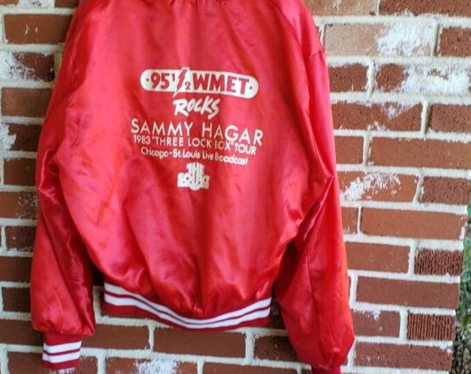 Vintage 1983 Sammy Hagar Red Satin Jacket three Lock Box Tour/ 95 1/2 ...