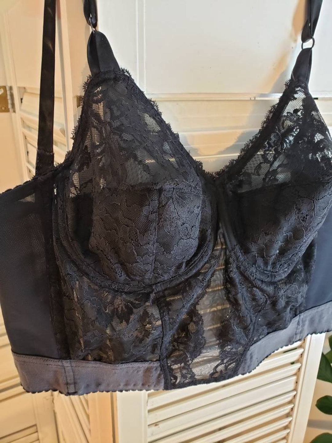 Vintage 50s/60s Black Lacy Longline Bra Corset 36C Vanity Fair - Etsy