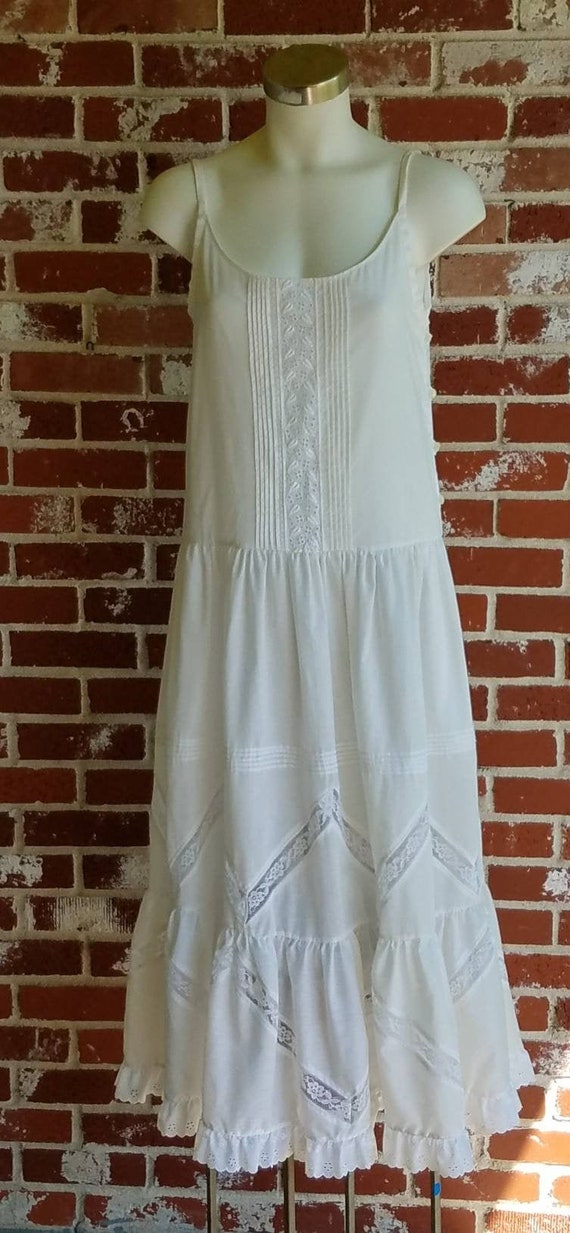 Vintage White 80s Dress Cottagecore Victorian Shift … - Gem