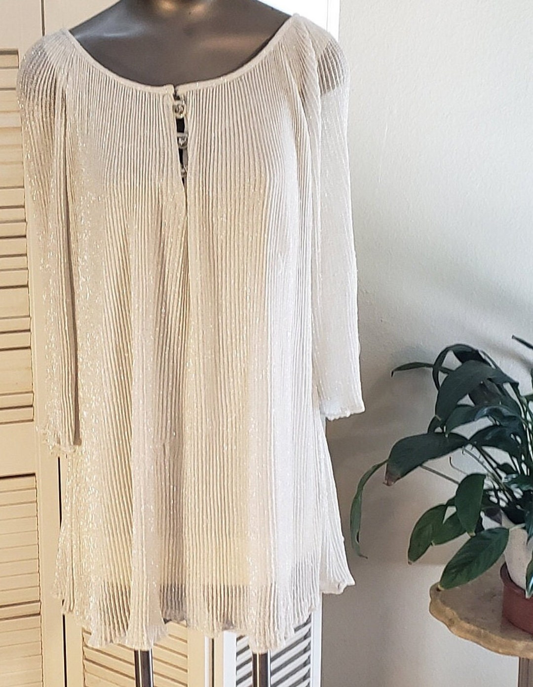 60s Vintage Mod Go-go Minidress Accordian Pleat/silver/white Sz S - Etsy