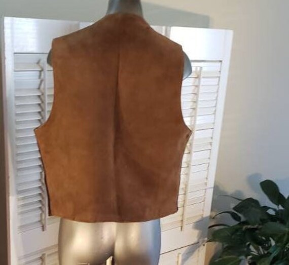 Vintage 70s Reversible Brown Leather Vest 40' Chest - Gem