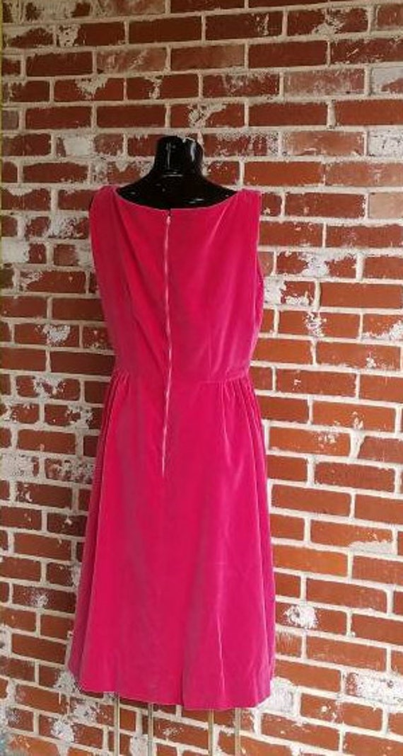 Vintage Early 60s Pink Velvet Dress Party Cocktail Ro… - Gem