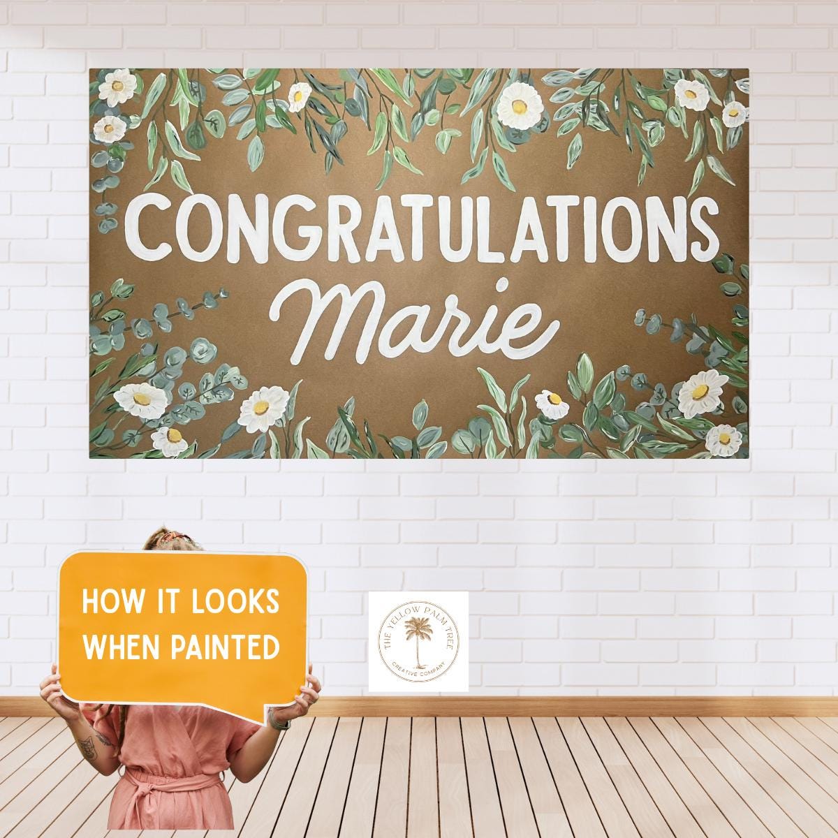 Boho Greenery Birthday Congratulations Painted Banner Template, Plants ...