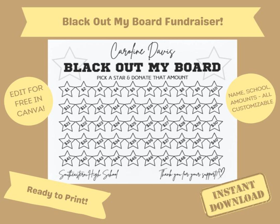 Black Out My Board Fundraiser Template, Cheerleading Fundraising ...