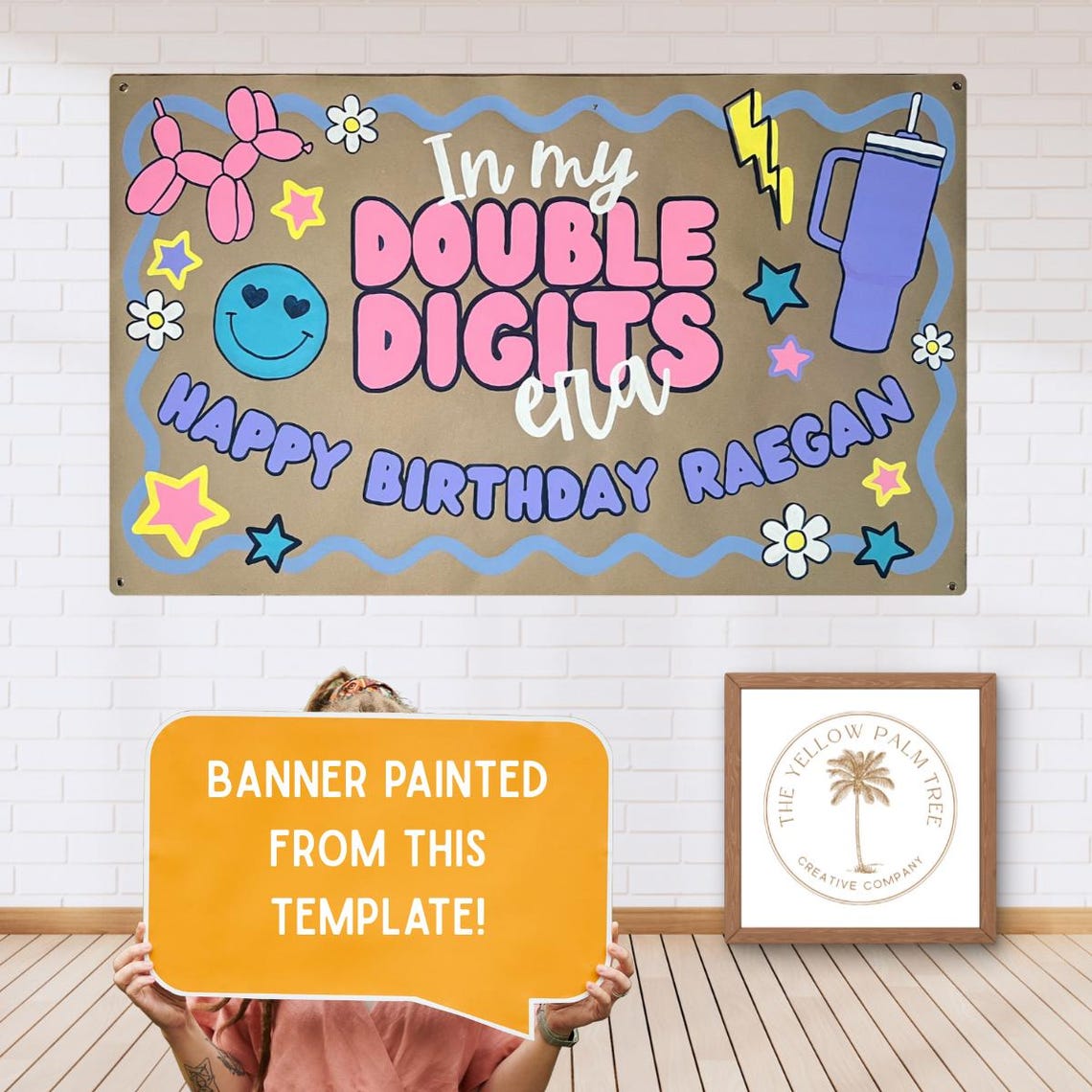 Double Digits Era Preppy Birthday Banner Template / Customizable Canva ...
