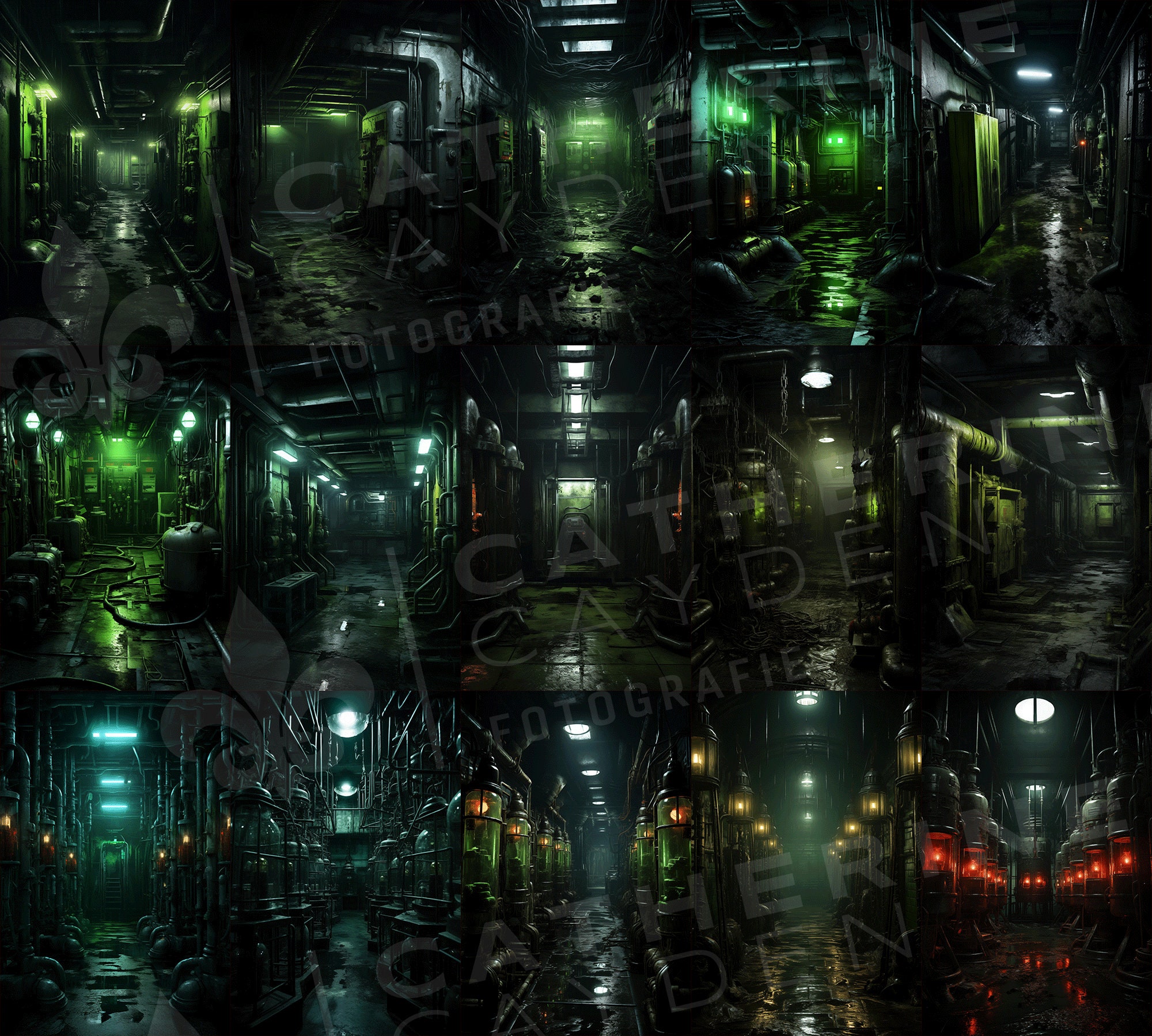 24 Underground Laboratory Digital Backdrops, Photoshop Overlays ...