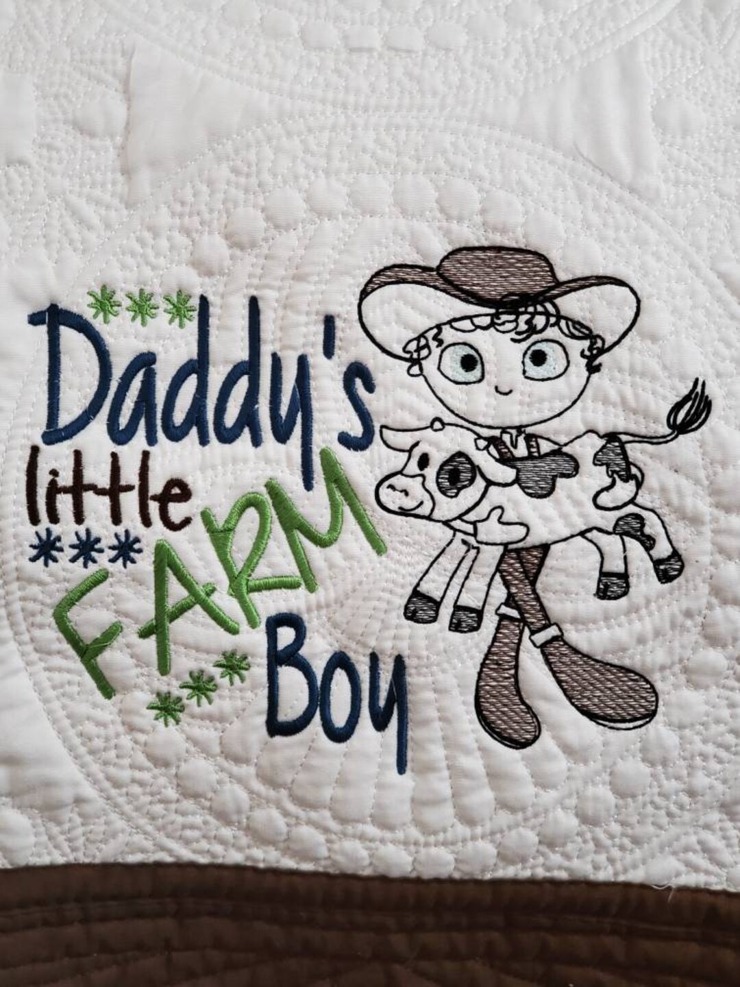 Daddys Little Farmer Heirloom Quilt Baby Boy Quiltfarm Boy Cowboy Quilt ...