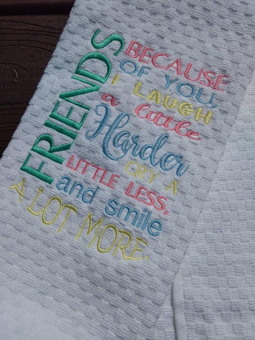 Embroidered Friends Kitchen Towel, Bestie Gift - Etsy