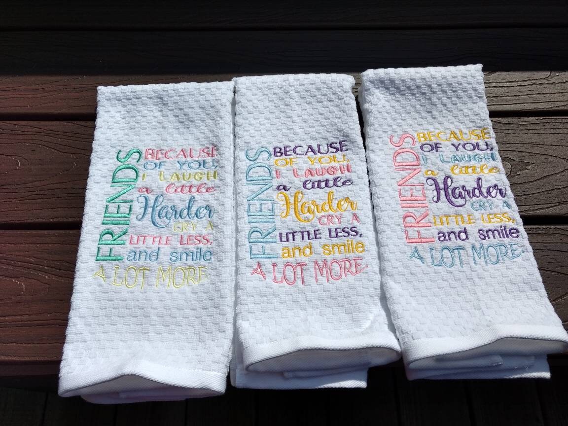 Embroidered Friends Kitchen Towel, Bestie Gift - Etsy