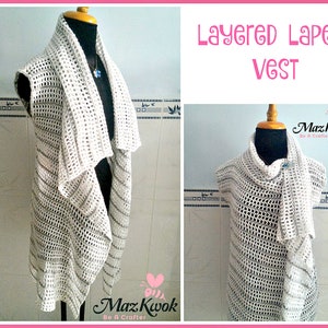 Layered Lapel Vest Pdf Crochet Pattern Size S 3XL - Etsy