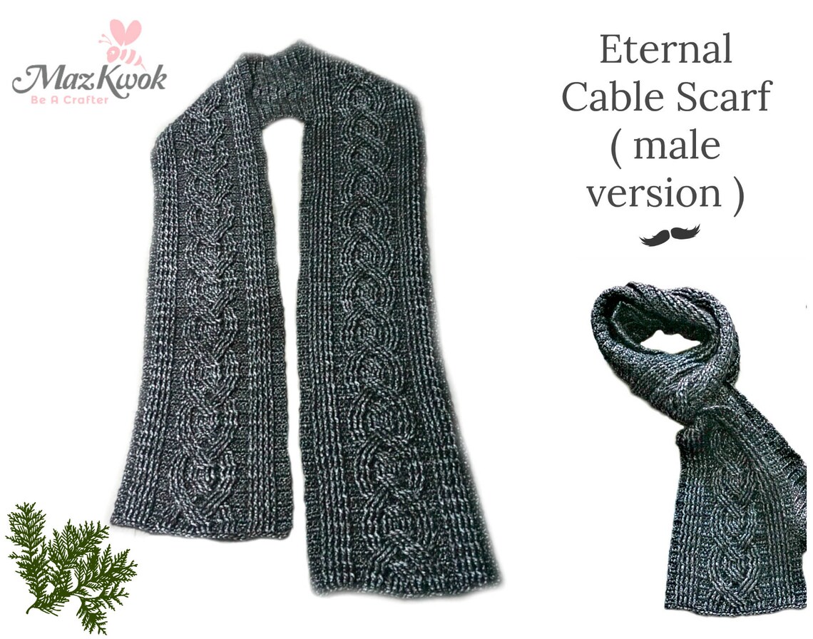 Eternal Cable Scarf Pdf Crochet Pattern Male Version - Etsy
